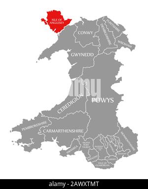 Modern Map - Isle of Anglesey Wales UK Stock Vector Art & Illustration ...