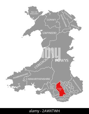 Rhondda Cynon Taf, region of Wales - Great Britain. Open Street Map ...