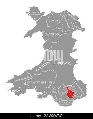 Caerphilly Wales Map grey Stock Photo - Alamy