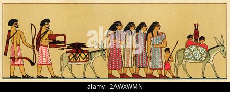 Semitic people from Syria-Canaan invading Egypt, tomb wall at Beni ...
