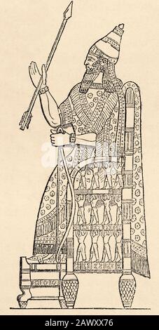 Sennacherib, Assyrian king, on his throne before the city of Lachish ...