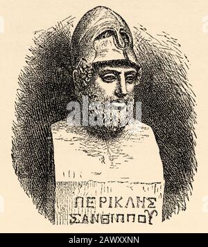 Marble Bust or Portrait of Pericles (495-429BC), Greek General ...