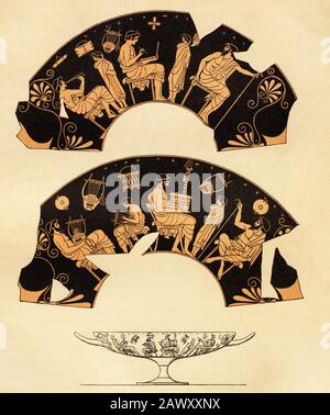 Greece In red color on globe reflecting on shiny surface. 3D ...