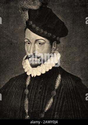 Roi Charles 9 - King Charles IX of France 1550 - 1574 by Francois Clouet Michel de l'Hospital ...