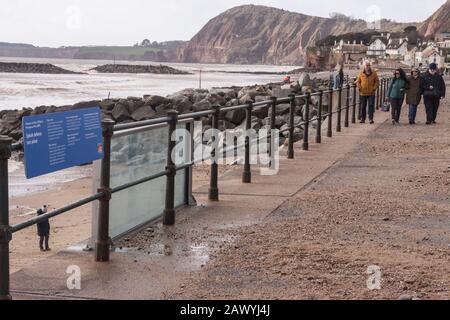 Glass sea defence panels installed on test on the sea wall at Sidmouth ...