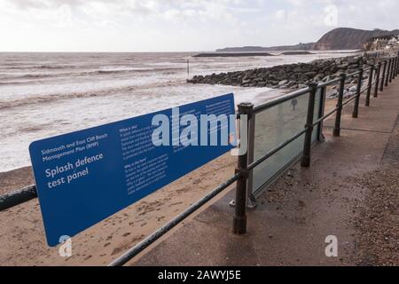 Glass sea defence panels installed on test on the sea wall at Sidmouth ...