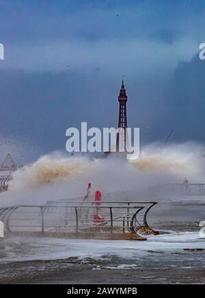 Blackpool, UK. 10th Feb, 2020. Weather news. As storm Ciara moves away ...