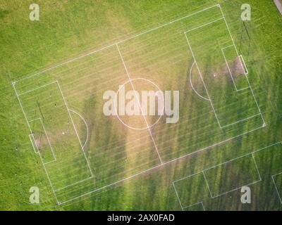 Empty football pitch elevated view Stock Photo - Alamy
