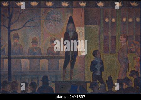 Georges Seurat, painting, Parade de cirque, (Circus Sideshow), 1887 ...