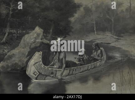 Native American Indians canoeing in a Traditional Dugout Canoe at the ...