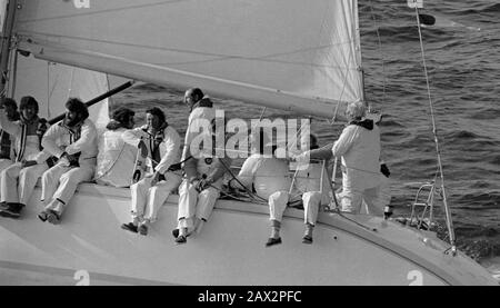 Prime Minister Edward Heath sailing his new yacht, Morning Cloud, after ...