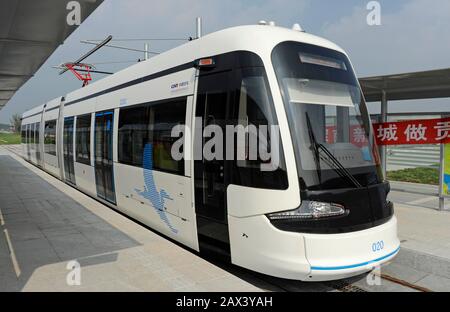Shenyang's modern tram system opened for use in August 2013 with a line ...