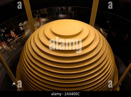 Damper ball pendulum at the top of the Taipei 101 skyscraper, Taipei ...