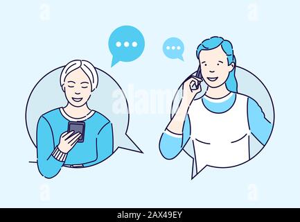 business couple using smartphone in the office Stock Vector Image & Art ...