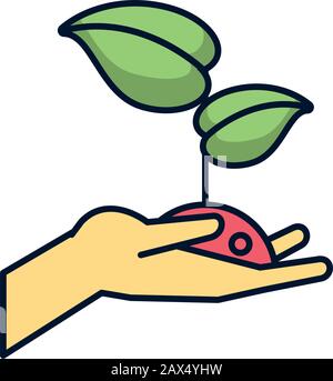 hands lifting leafs plant ecology Stock Vector Image & Art - Alamy
