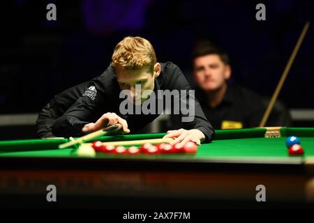 Ryan Day of Wales plays a shot to Simon Lichtenberg of Germany at the ...