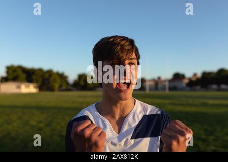 Rugby player happy Stock Photo - Alamy