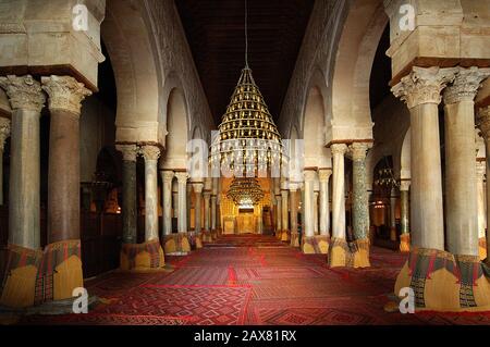 Prayer Hall of The Great Mosque Okba, Kairouan, UNESCO World Heritage ...