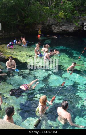 Cenote is a natural sinkhole, resulting from the collapse of limestone ...
