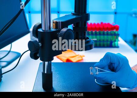 Design development Lab On Chip device in microfluidic lab Stock Photo ...