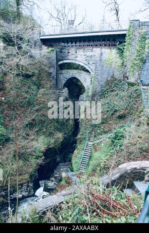 The Three Bridges, Devil's Bridge, Rheidol Valley, Ceredigion, Wales Stock Photo - Alamy