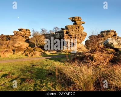 Eagle Rock gritstone rock formation at Brimham Rocks Brimham Moor ...