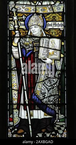 Stained Glass depicting Saint Dunstan and Saint Bavo in the Cathedral ...