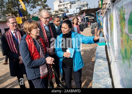 03 February 2020, Nepal, Kathmandu: First Lady Elke Büdenbender, wife ...