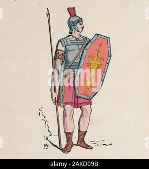 Roman Army. Colored engraving. 19th century Stock Photo - Alamy