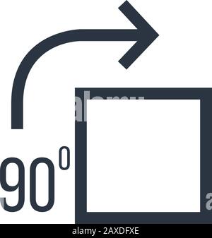 Rotate element square and arrow. 90 degree angle rotation tool clockwise. Stock Vector ...