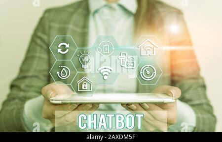 Conceptual hand writing showing Chatbot. Concept meaning a kind of ...