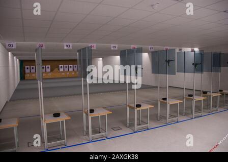 inside a huge newly built shooting range of a shooting club Stock Photo ...