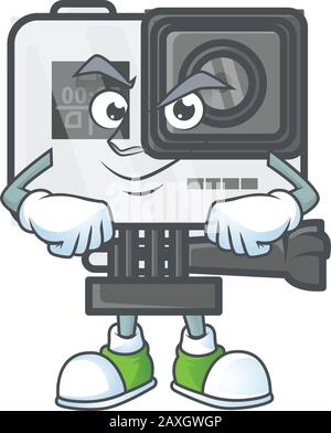 Smiley action camera mascot design holding a glass of beer Stock Vector ...