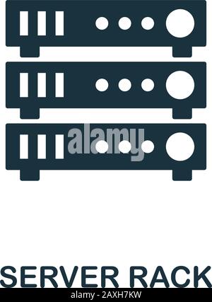 Server rack icon logo sign vector outline in black and white color ...