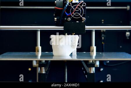 Objects printed by 3d printer. Automatic three dimensional Stock Photo ...