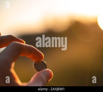 Macro closeup pile of loose change American currency Stock Photo - Alamy