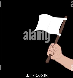 White flag on flagpole waving in the wind and flag of Saint Vincent And ...