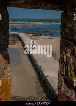 Tourist visiting Sindhudurga Fort built in arebian Sea by Chhatrapati ...