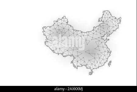 China polygon map abstract vector. Low poly style vector map of China ...