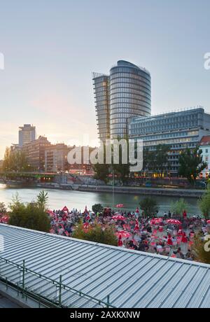Herrmann beach bar at the Danube Canal Stock Photo - Alamy