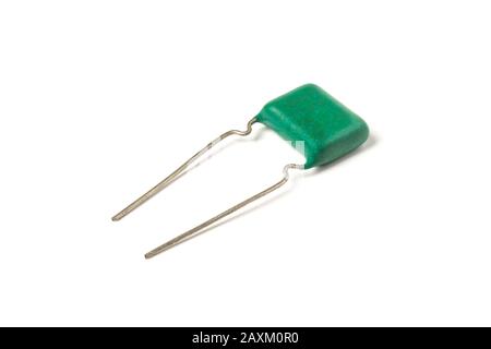 Electric capacitor close-up isolated on white Stock Photo - Alamy