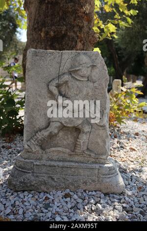 Roman Gladiator Sculpture, Stone Carving or Bas-Relief on the Marble ...