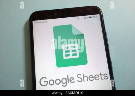 Google Sheets application on Smartphone screen. Google Sheets is a ...