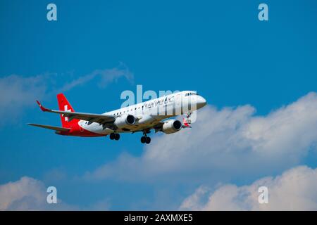 Big plane during flight in sky Stock Photo - Alamy
