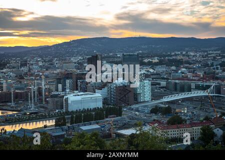 aerial view of beautiful oslo cityscape and harbour, oslo, norway Stock ...