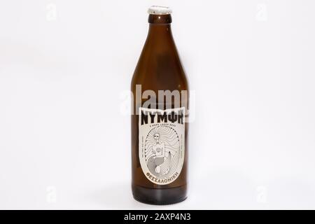 Nymphi Greek lager 500 ml beer gift box. Hellenic beer on a paper box ...