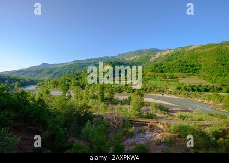 Shkumbini River, Shkumbin Valley near Librazhd, Elbazan Region, Albania ...