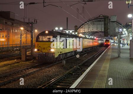 Colas Railfreight class 67 diesel locomotive 67023 at Morecambe railway ...