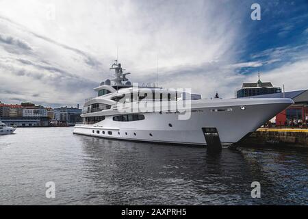 Super yacht Volpini 2 in the port of Bergen, Norway Stock Photo - Alamy