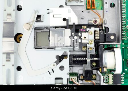 External floppy disk drive hardware components isolated on a white ...